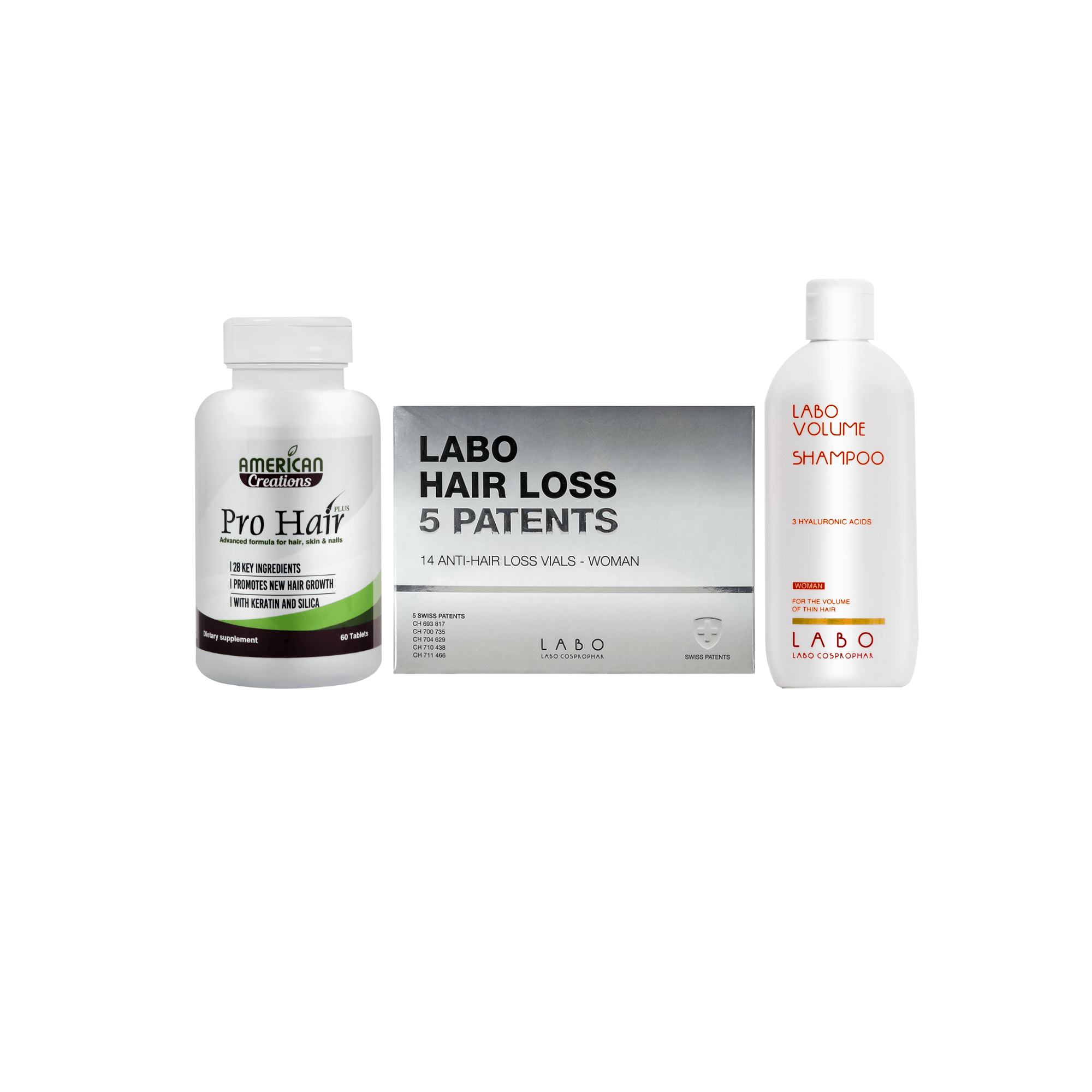 Labo Hair Loss 5 Patents Woman + Labo Shampoo Volumizing Woman + Pro H ...