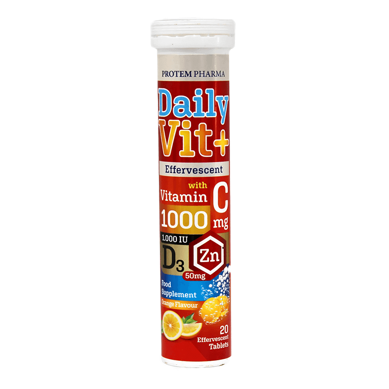 Daily Vit+ vit C 1000 mg + Vit D 1000 IU + Zinc 50 mg Effervescent Tab ...