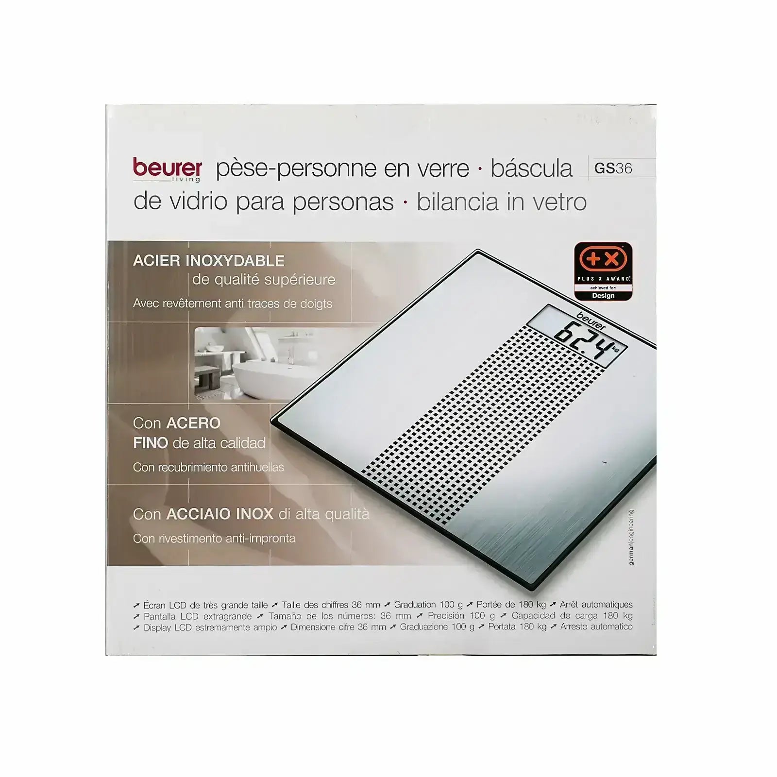 Beurer Glass Scale GS36 Stainless Steel Surface – Cosmolife