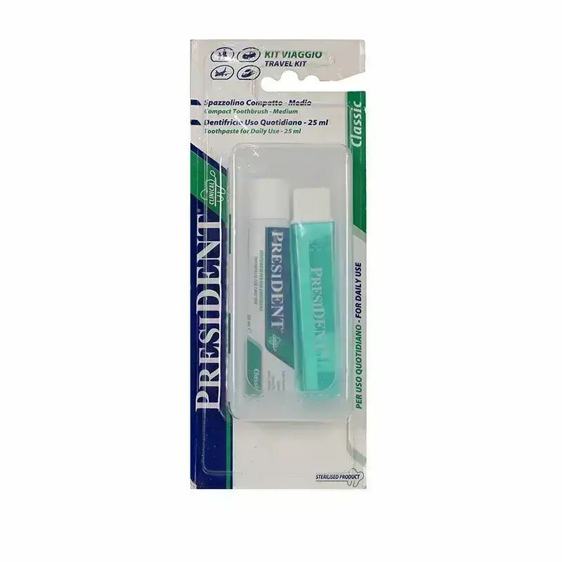 President Classic Travel Kit (Toothbrush Medium + Toothpaste 25 ml ...