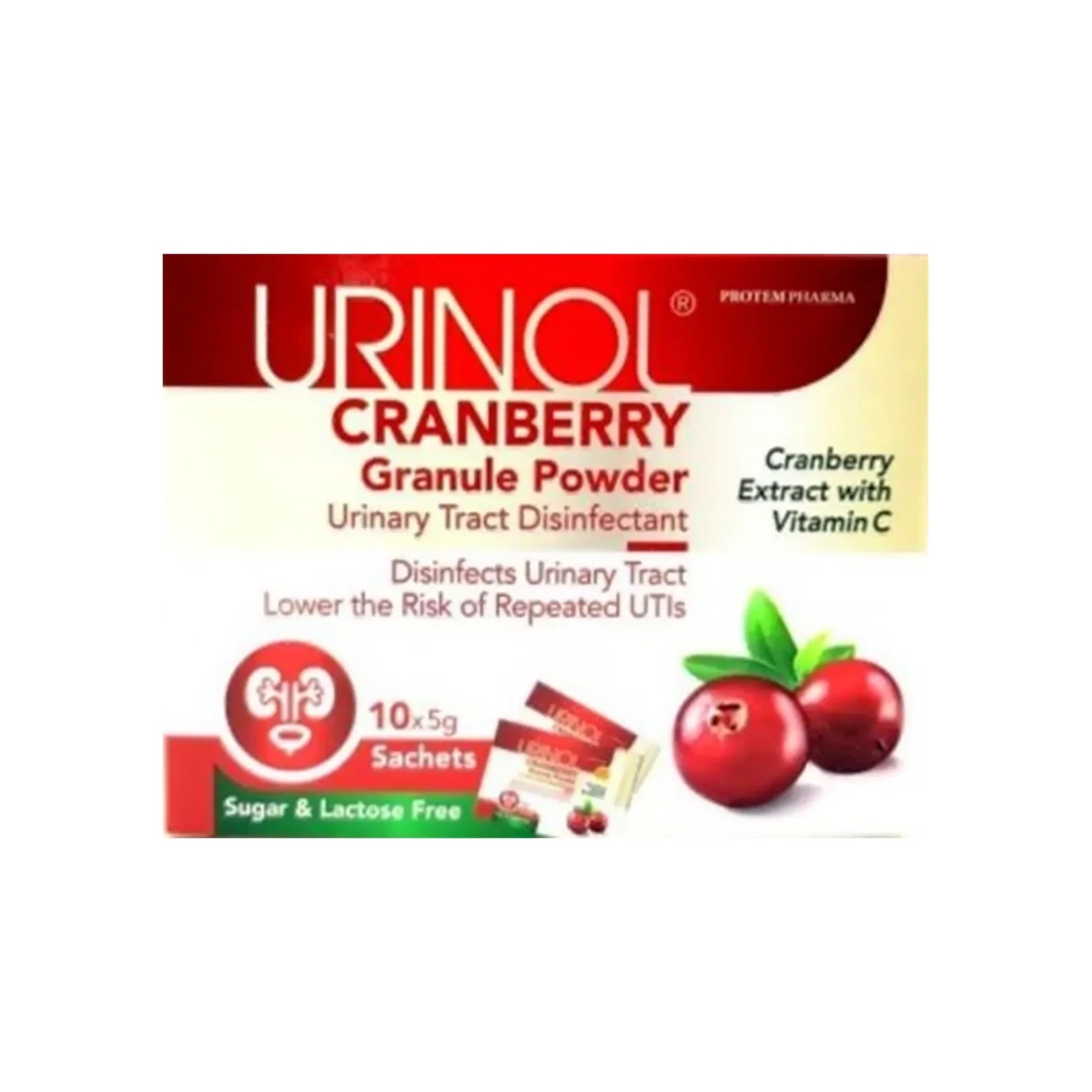 Urinol Cranberry with Vitamin C Granule Powder Sachets 10x5 g – Cosmolife